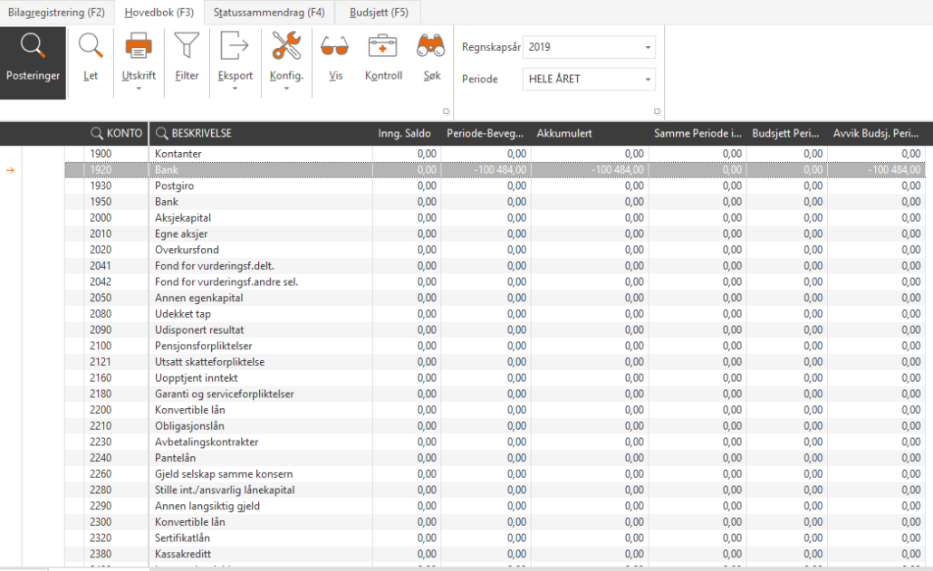 Hovedbok i Cordel regnskap – Cordel kundesider